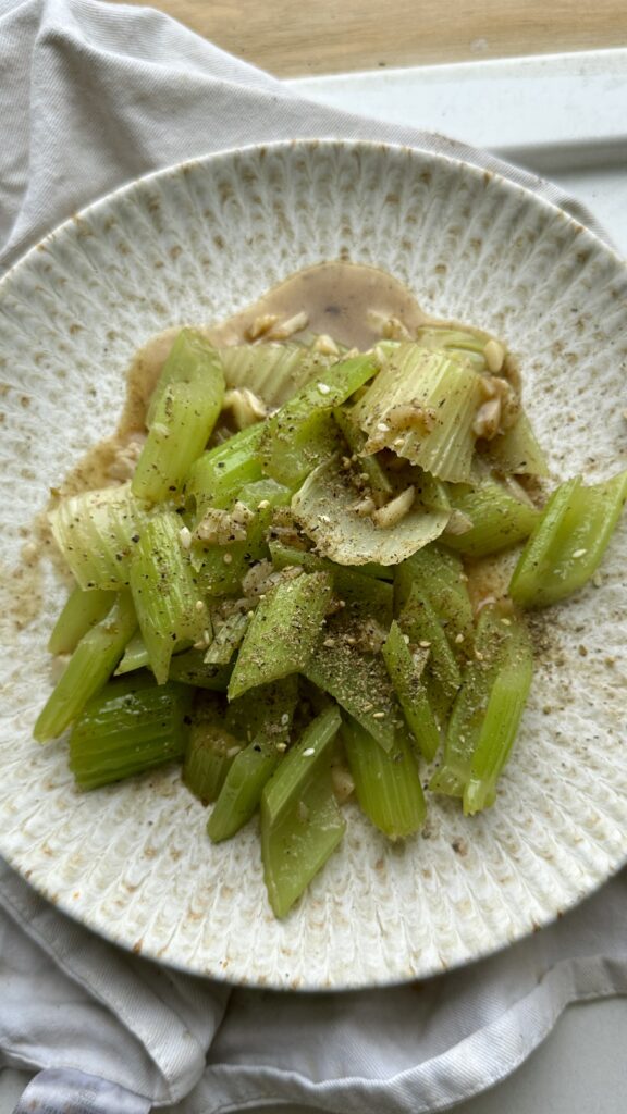 Garlicky Braised Celery – Seema Pankhania